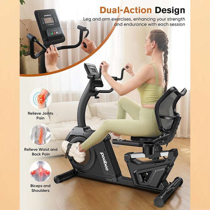Pooboo Recumbent Bike with Arm Exerciser – POOBOO